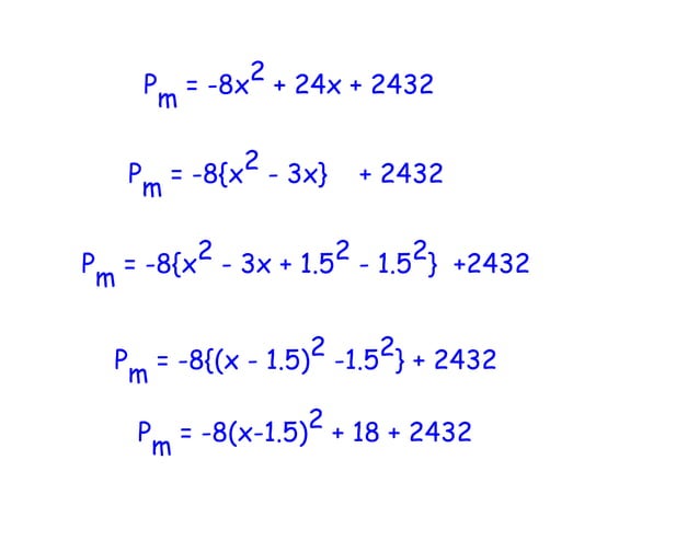 Quadratic Functions Min Max Ppt
