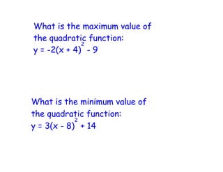 Quadratic Functions Min Max | PDF | Physics | Science