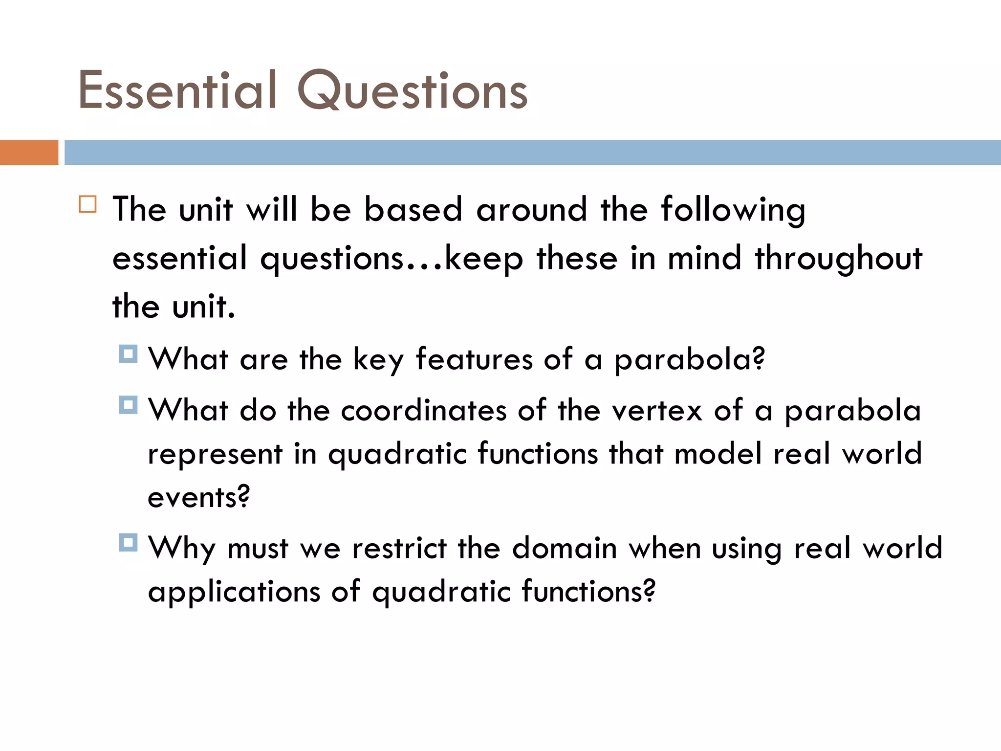 Quadratic functions power point | PPT