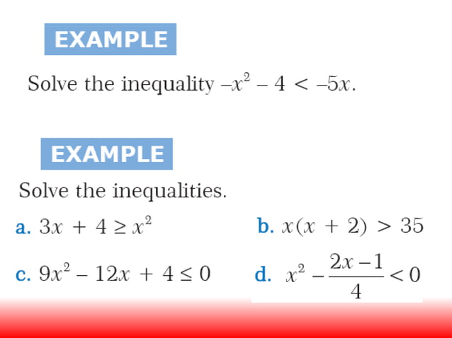 Quadratic inequalities | PPT