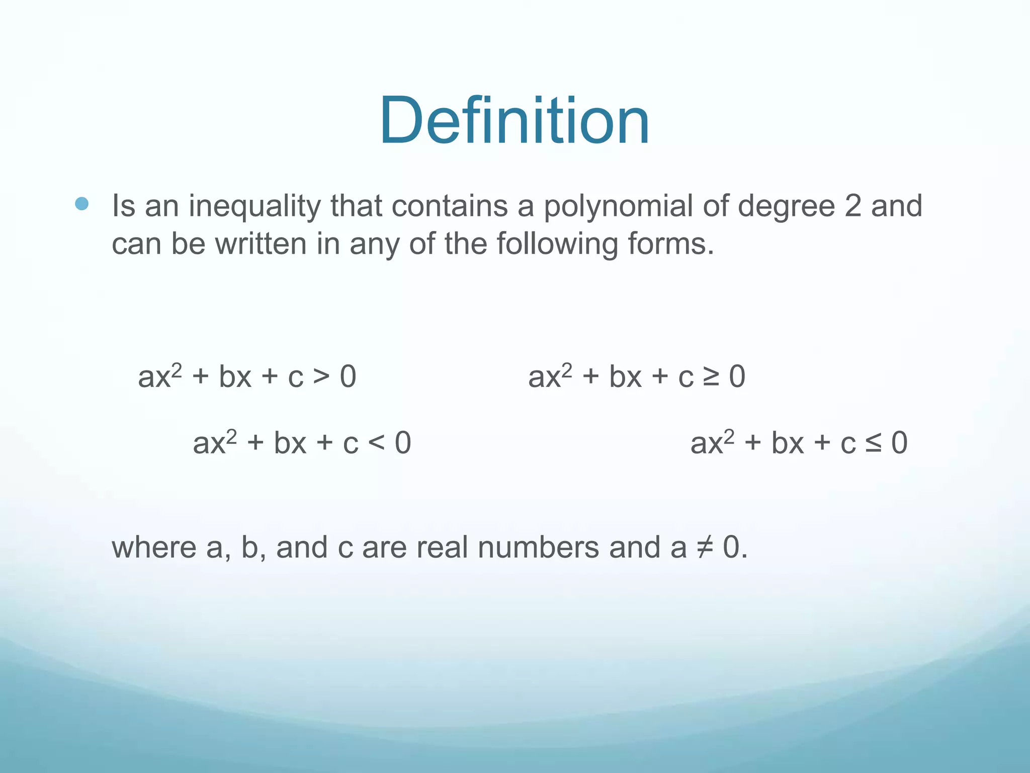 Quadratic inequality | PPTX