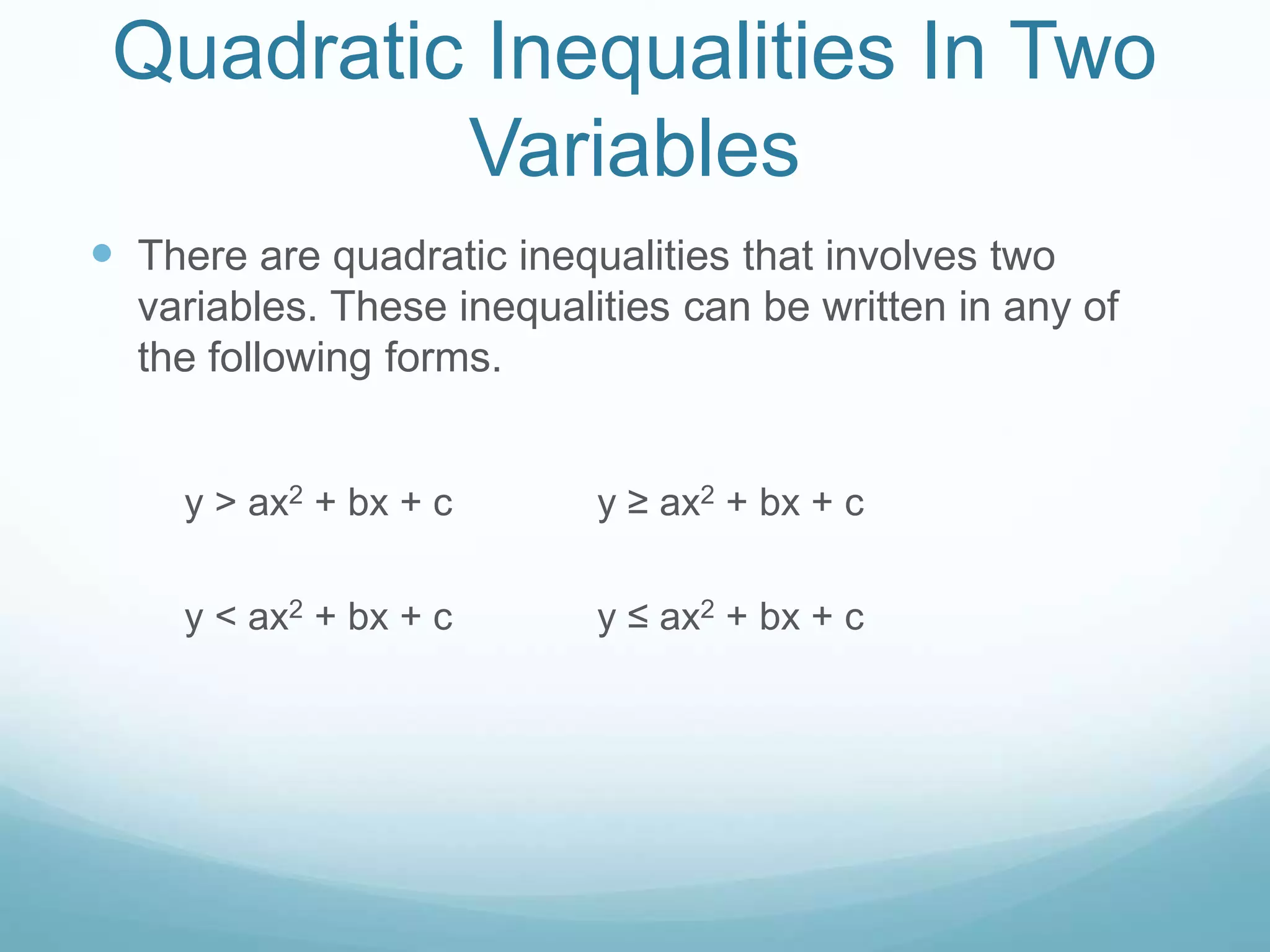 Quadratic inequality | PPTX