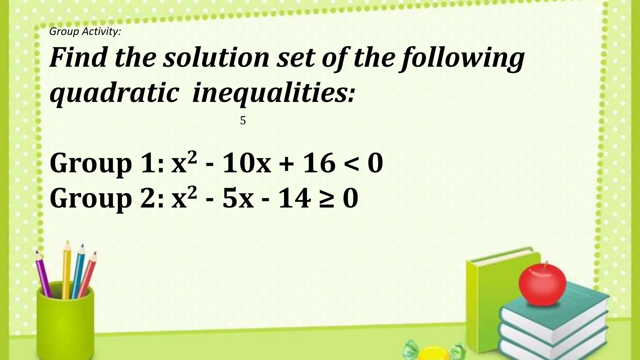 QUADRATIC INEQUALITY powerpoint presentation | PPTX