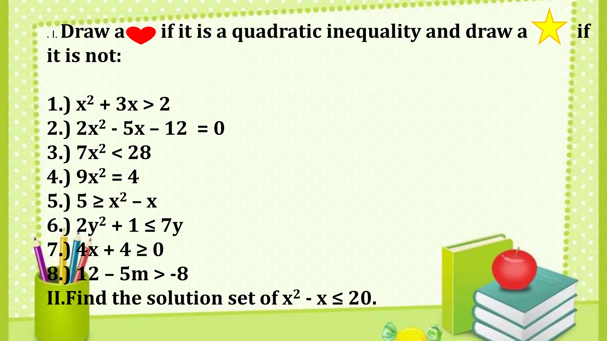 QUADRATIC INEQUALITY powerpoint presentation | PPTX