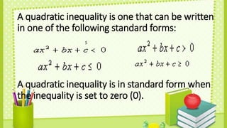 QUADRATIC INEQUALITY powerpoint presentation | PPTX