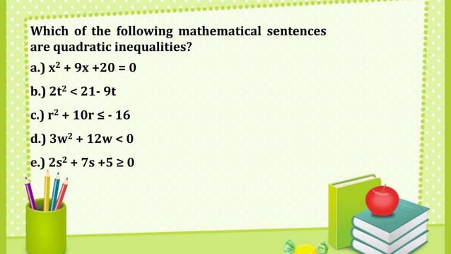 QUADRATIC INEQUALITY powerpoint presentation | PPTX