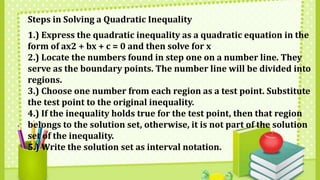 QUADRATIC INEQUALITY powerpoint presentation | PPTX