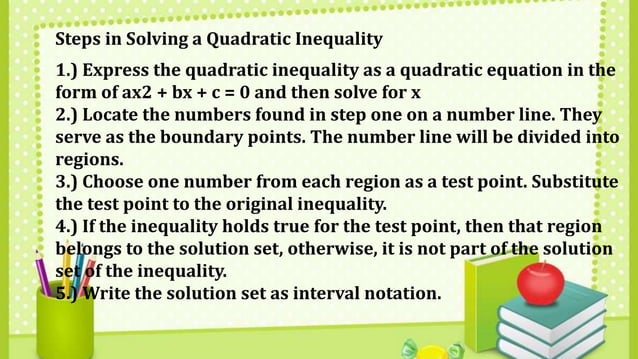 QUADRATIC INEQUALITY powerpoint presentation | PPTX