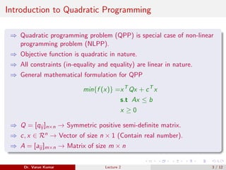 Quadratic programming (Tool of optimization) | PPT