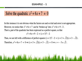 QUADRATICS for As Level Mathematics...... | PPT