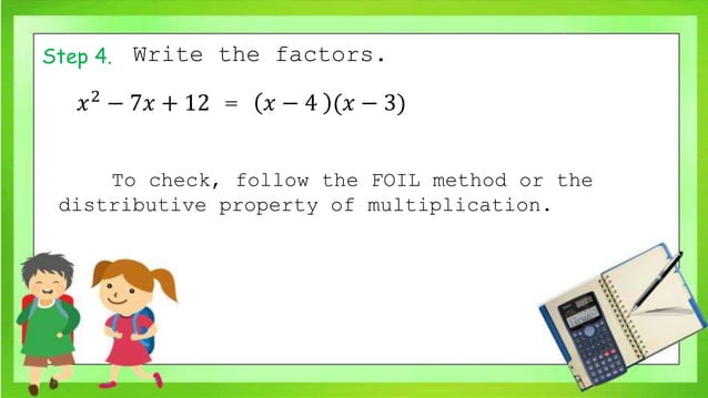 Quadratic Trinomial Where A 1 Pptx