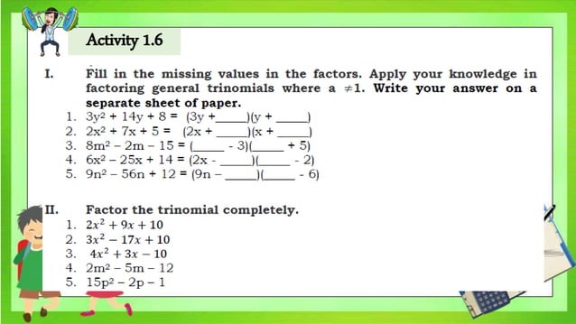 Quadratic Trinomial where a is not equal 1 | PPTX | Physics | Science