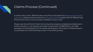 QuadrigaCX - Miller Thomson Claims Process For Affected Users | PPTX
