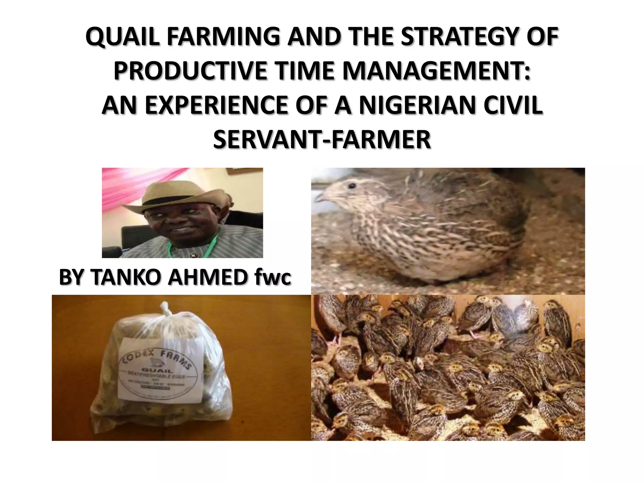 QUAIL FARMING AND THE STRATEGY OF PRODUCTIVE TIME MANAGEMENT: AN ...