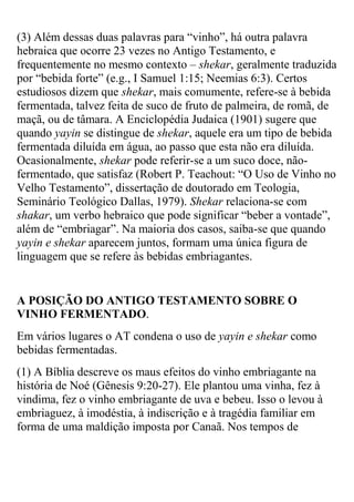 Qual a visão Bíblica sobre o Vinho | PDF