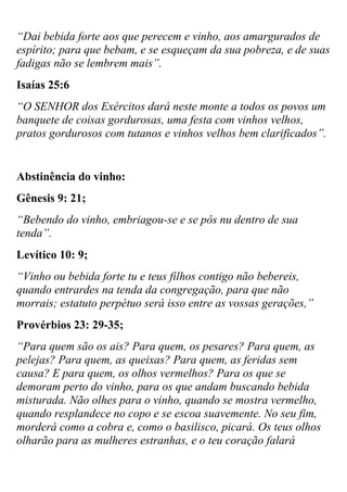 Qual a visão Bíblica sobre o Vinho | PDF