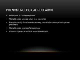 Phenomenology Qualitative Research
