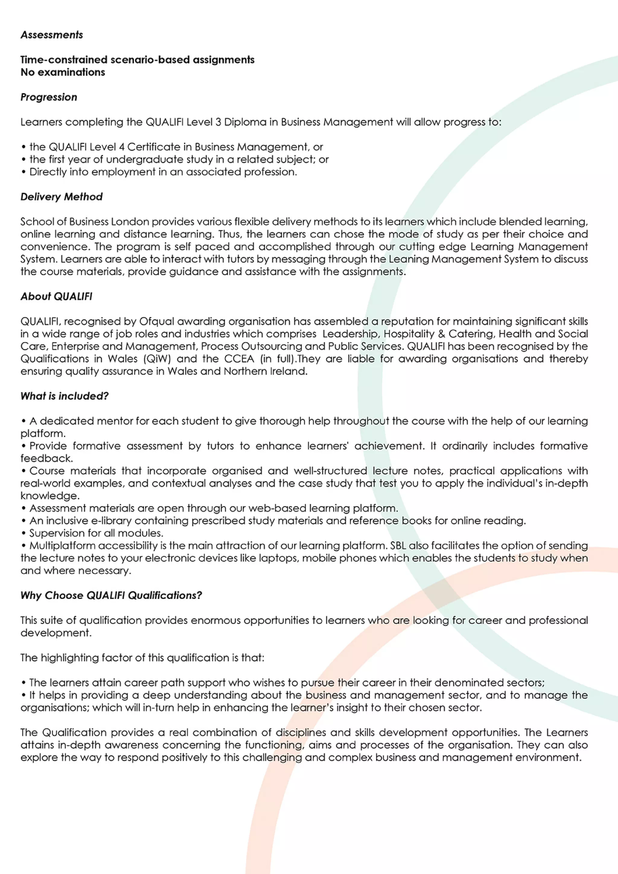 Qualifi level 3 diploma in business management | PDF