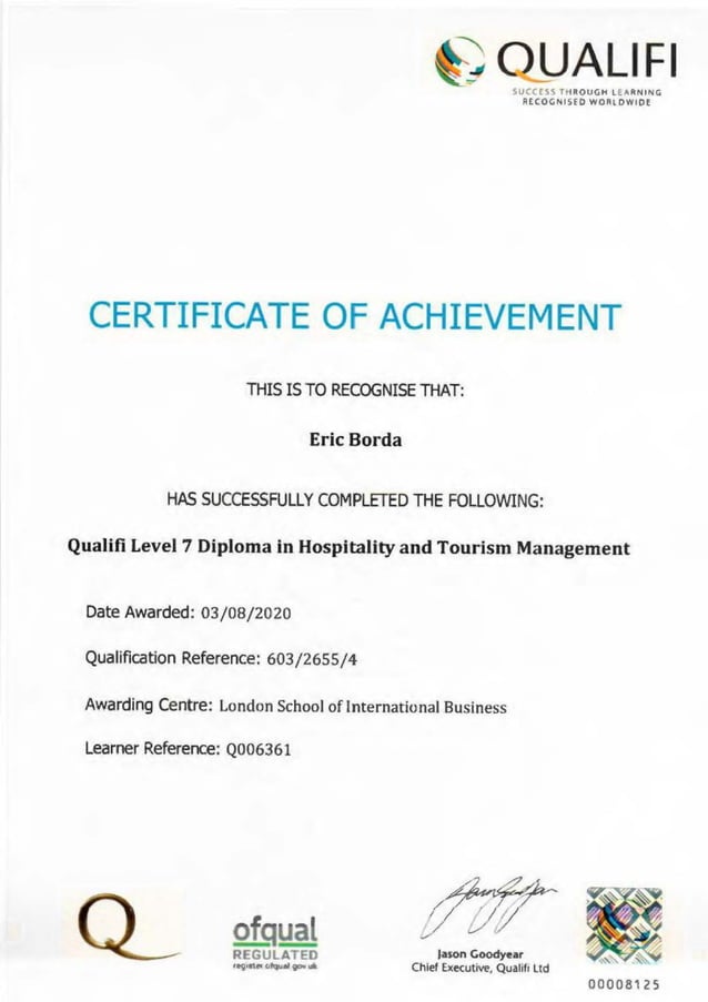 Level 7 Diploma - Hospitality and Tourism Management | PDF