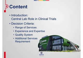Qualification of a Central Lab for a Clinical Trial | PDF