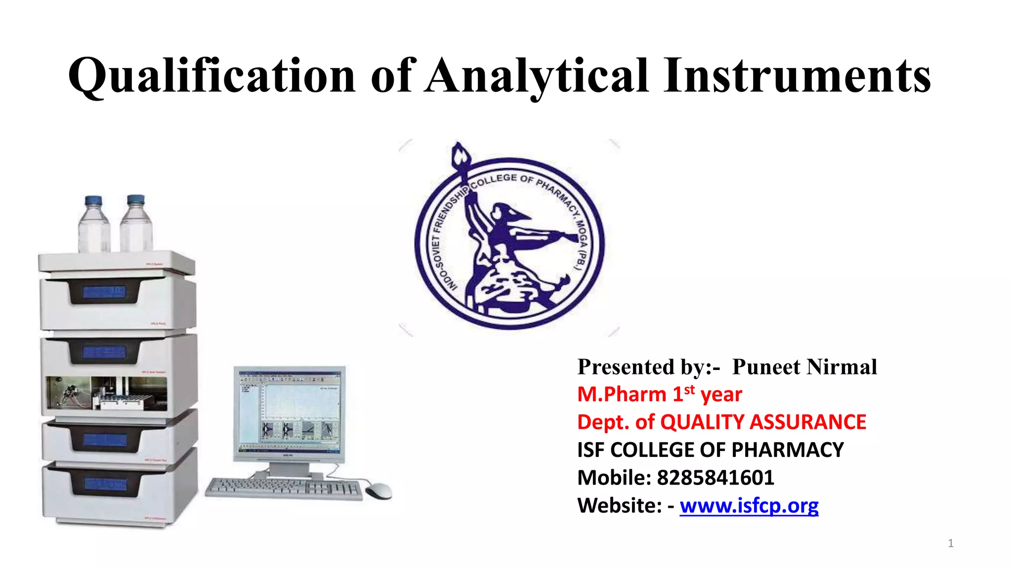 Qualification of analytical instruments | PDF