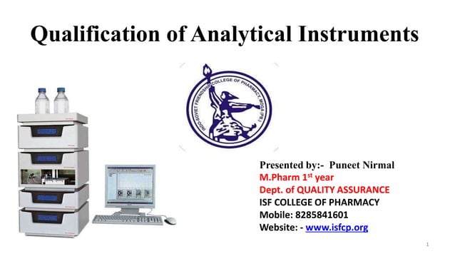 Qualification of analytical instruments | PDF | Chemistry | Science