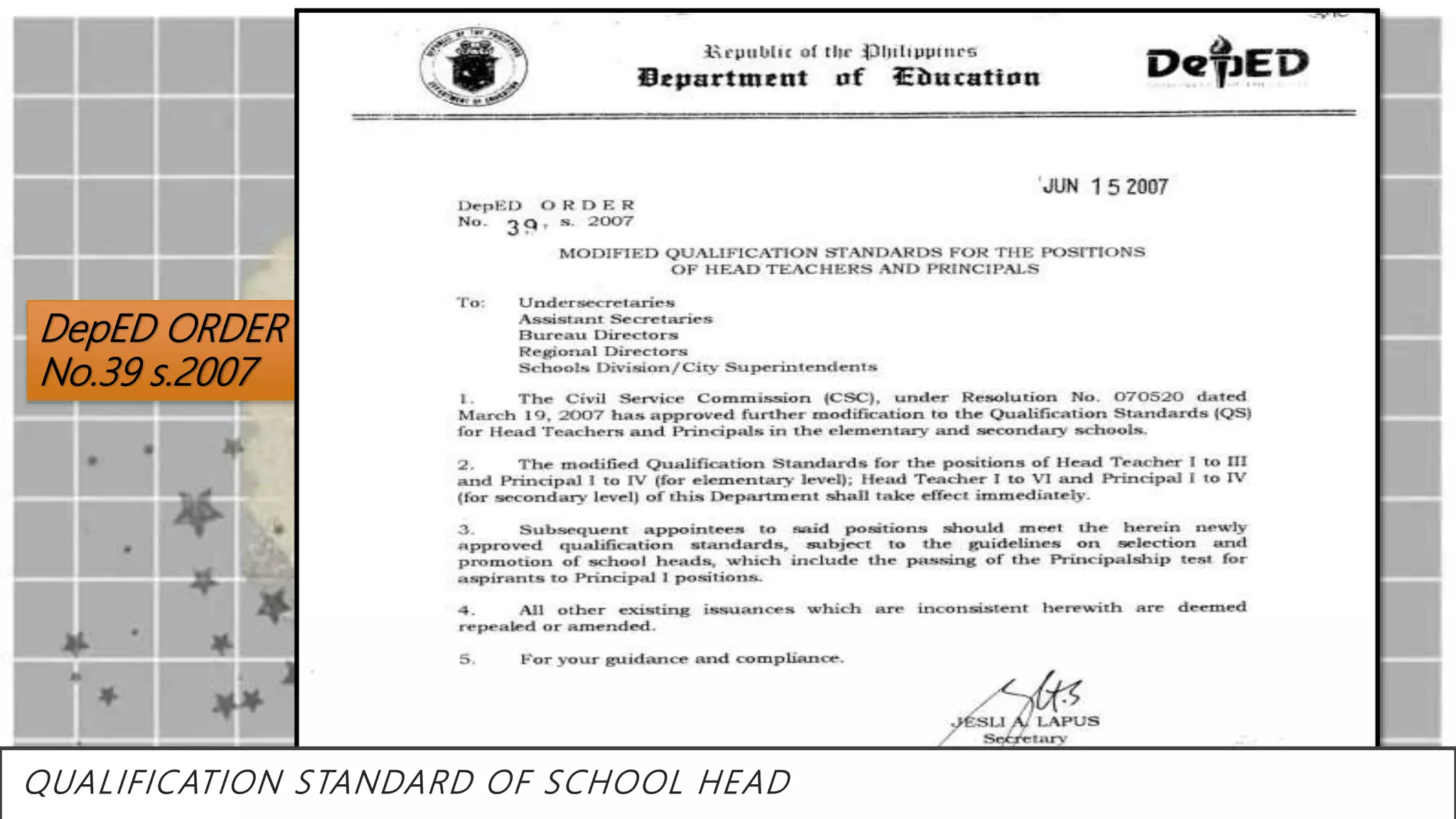 QUALIFICATION STANDARD OF SCHOOL HEAD.pptx