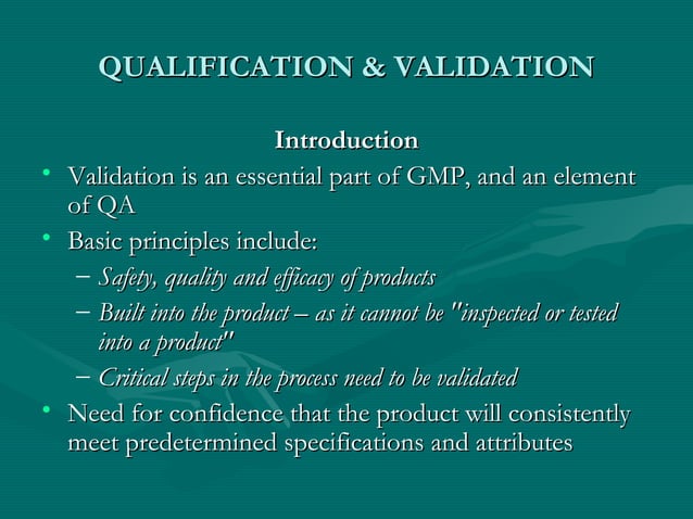 Qualification & Validation | PPT