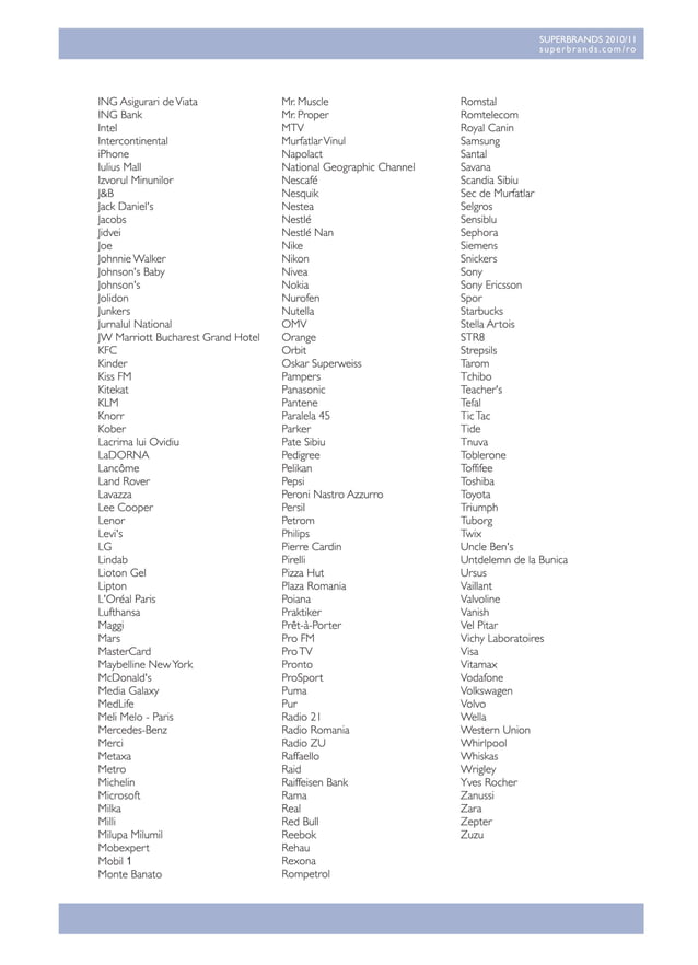 Top 300 superbrands in Romania | PDF