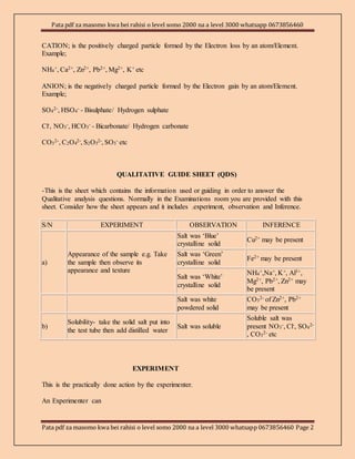 Qualitative analysis | DOCX | Chemistry | Science