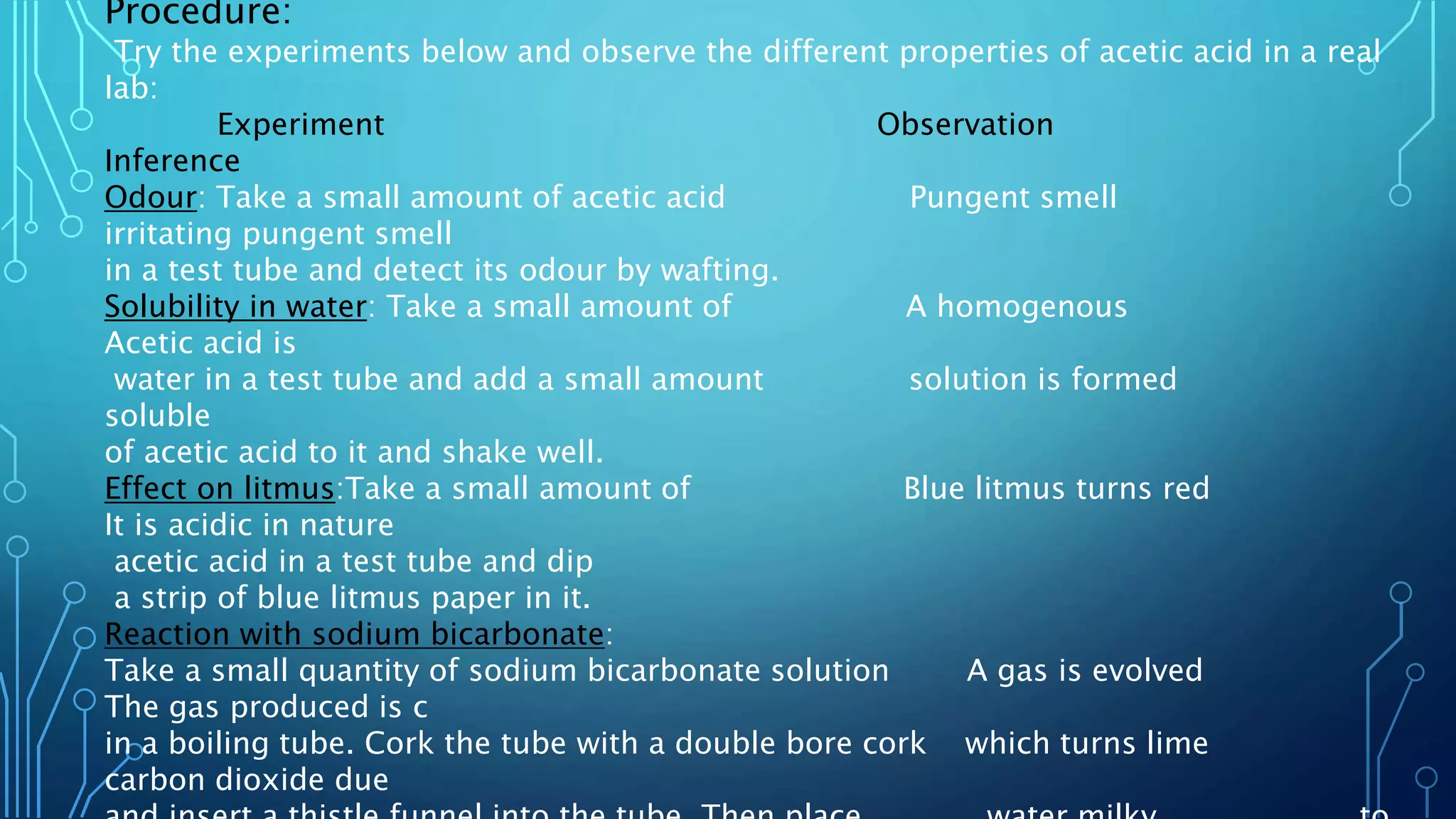 Qualitative analysis of acetic acid | PPTX