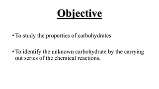 Qualitative analysis of carbohydrates | PPTX