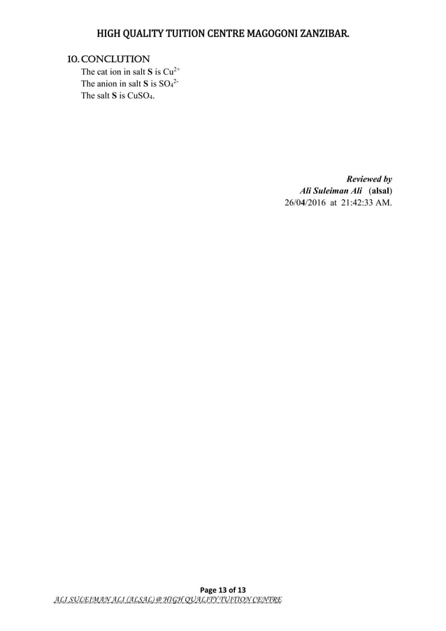 Qualitative analysis sheet for o level chemistry | PDF | Chemistry ...