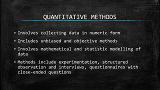 Qualitative and quantitative methods - Psychology | PPTX | Educational ...
