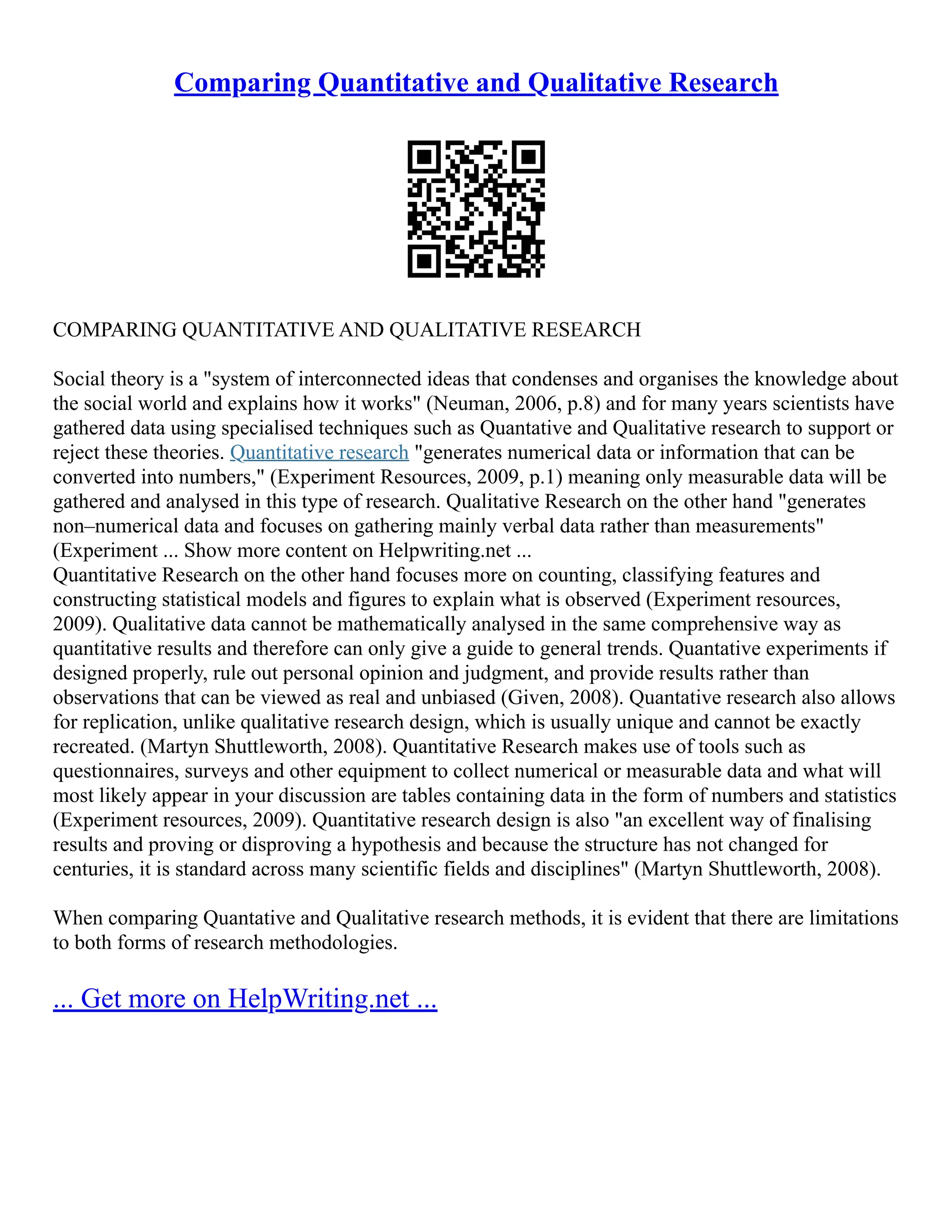 Qualitative And Quantitative Research Methodologies | PDF