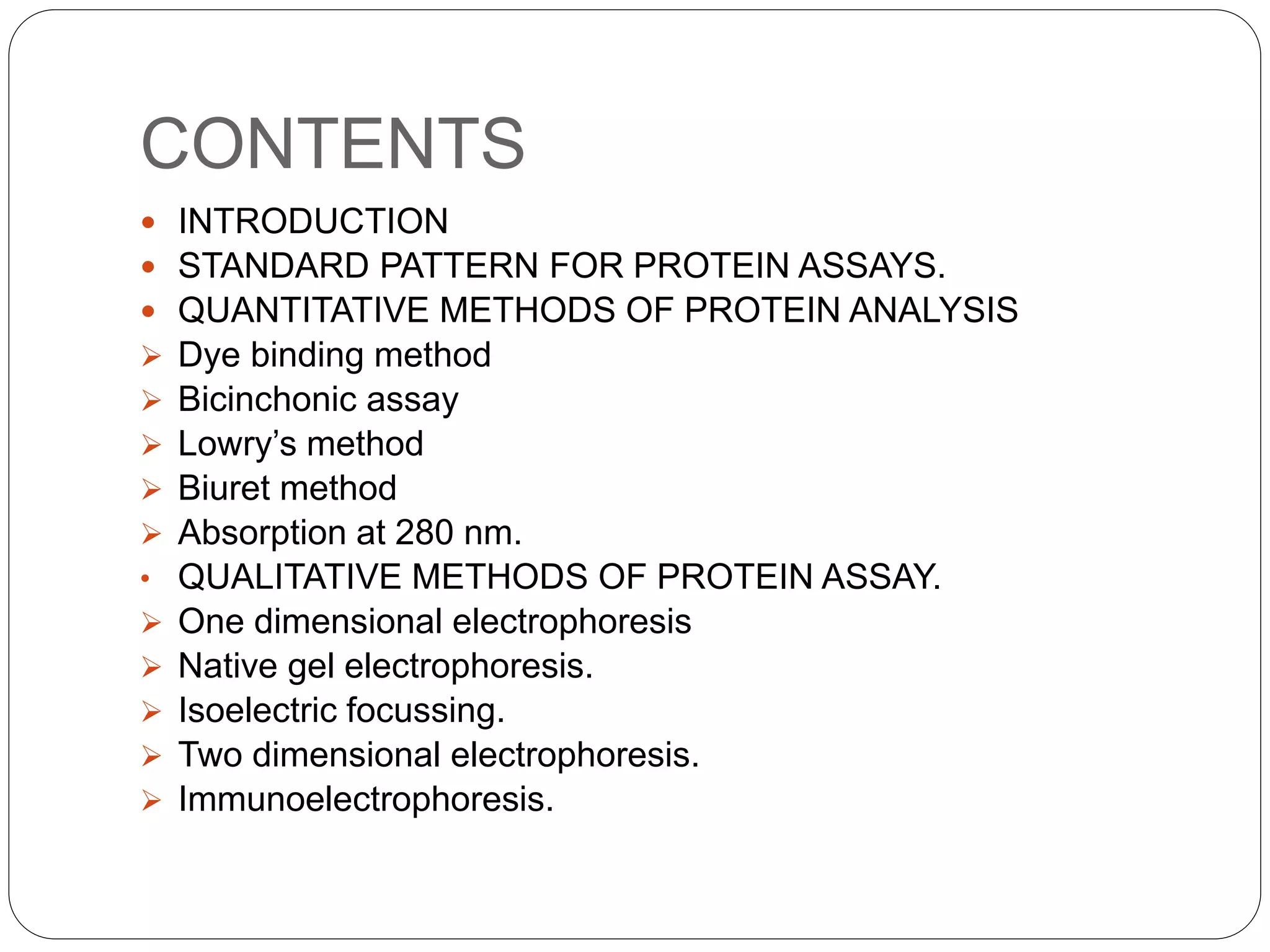Qualitative and quantitative techniques of protein analysis | PPTX