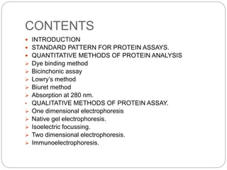 Qualitative and quantitative techniques of protein analysis | PPTX