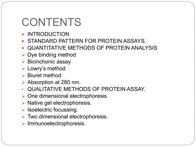 Qualitative and quantitative techniques of protein analysis | PPTX | Chemistry | Science