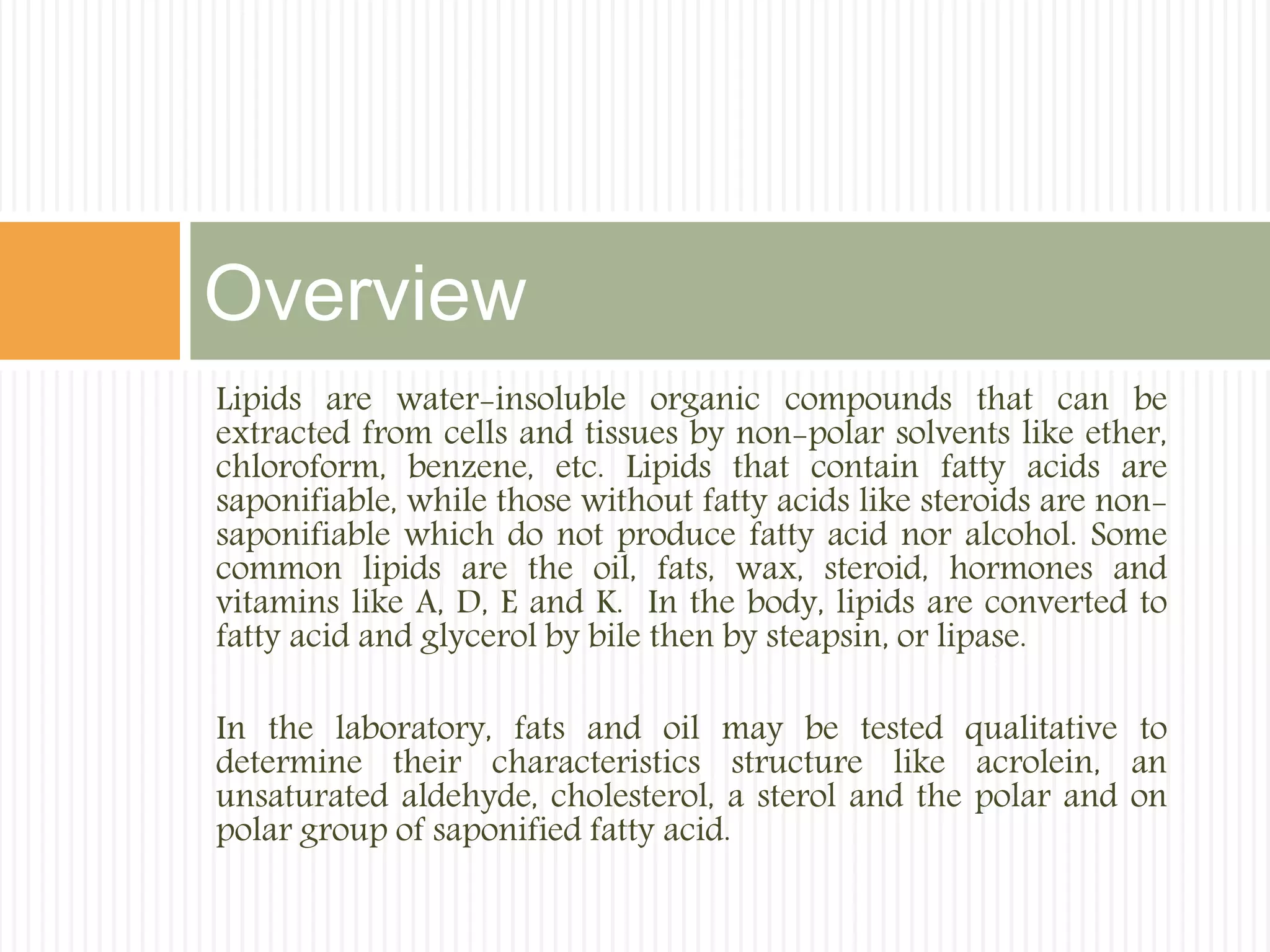 Qualitative and quantitative tests for lipids | PPTX