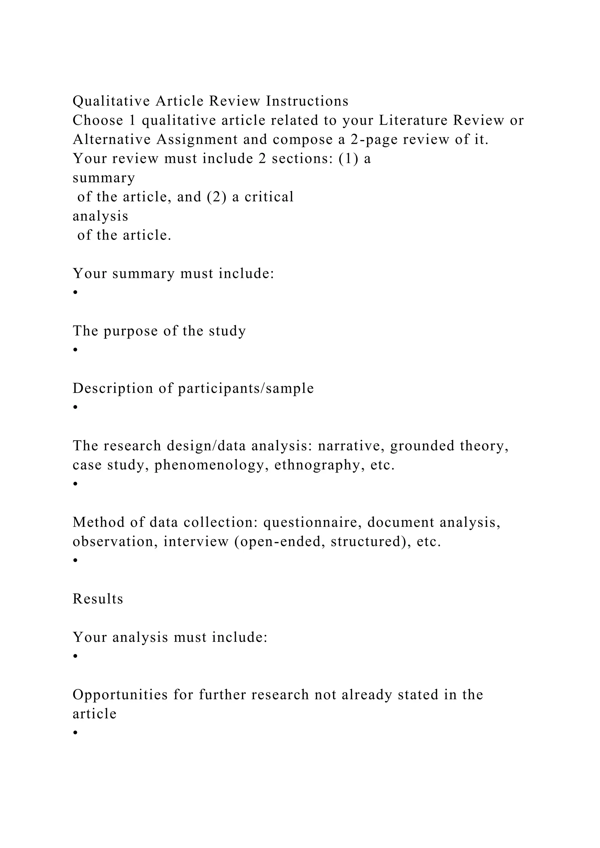 Qualitative Article Review InstructionsChoose 1 qualitative articl.docx