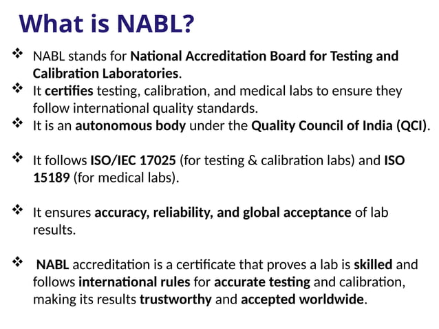 "NABL Accreditation: A Benchmark for Quality Assurance in Testing ...