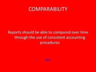 Qualitative characteristics & accounting principles slide show game | PPTX