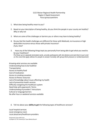 Qualitative communityhealthassessmentgalvestoncounty | PDF