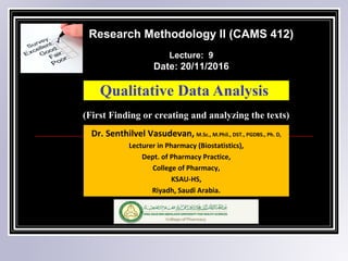 Qualitative Data Analysis | PPT