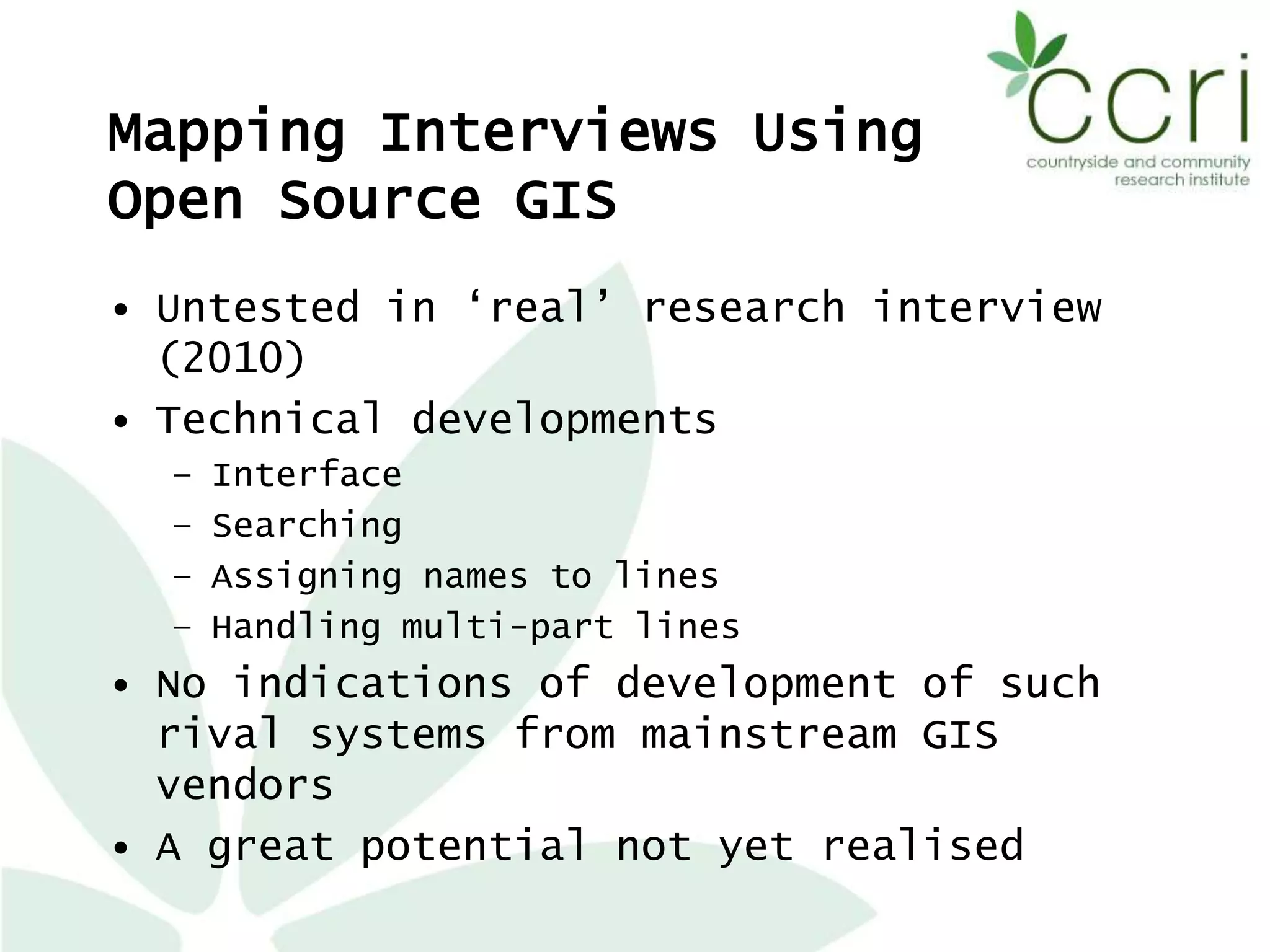 Qualitative GIS by Rob Berry @rural_gis | PPTX