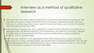Qualitative reseach interviews. | PPTX