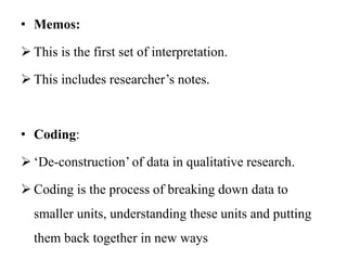 Qualitative research - type of data, analysis of qualitative data ...