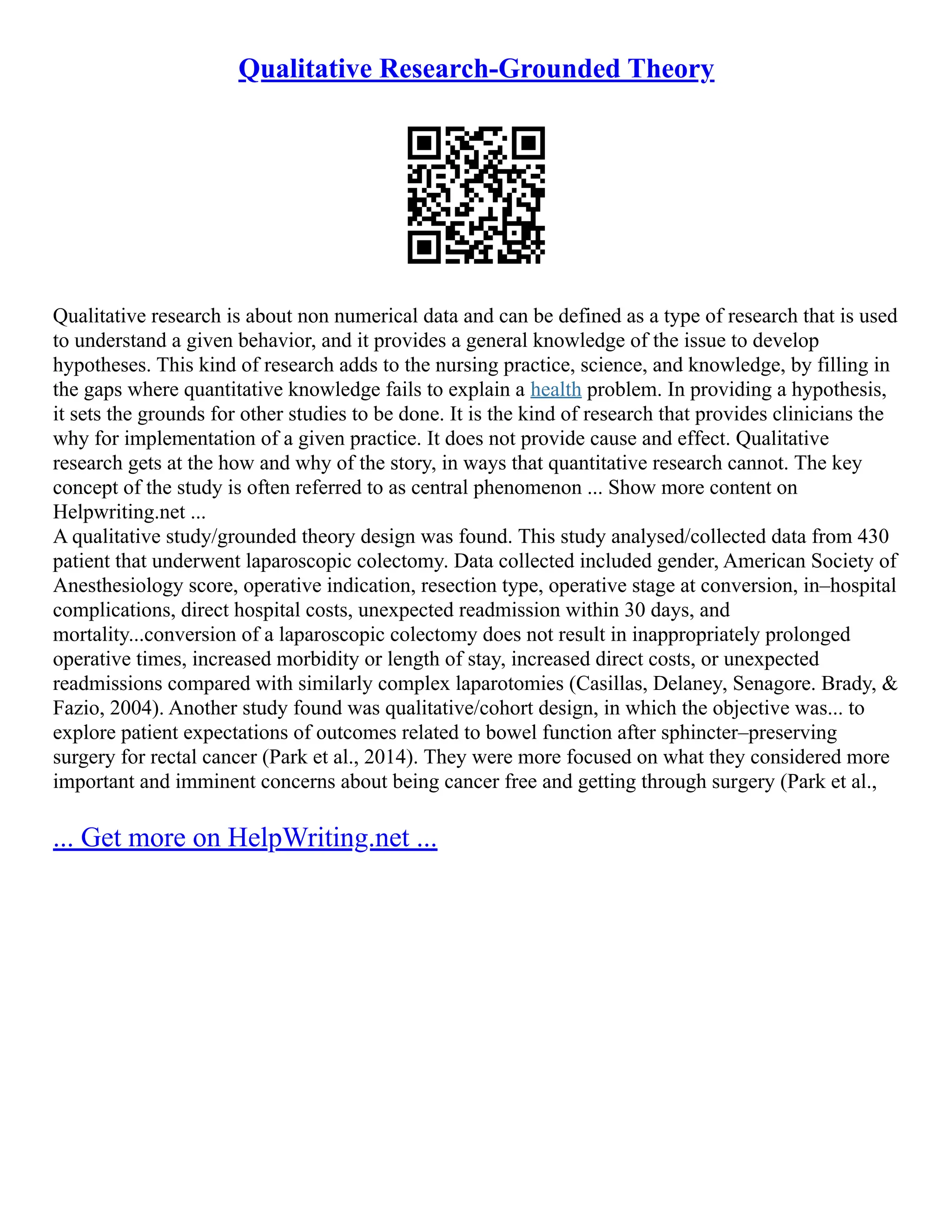 Qualitative Research-Grounded Theory | PDF | Surgery | Medical Health