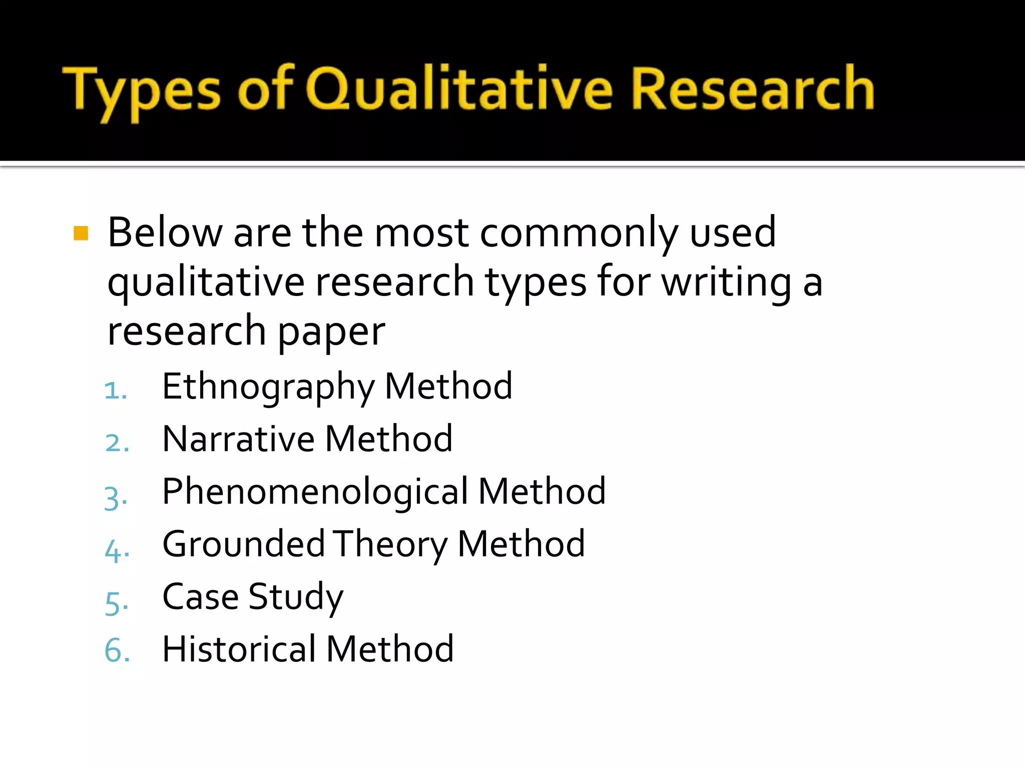 Qualitative research and its types | PPTX | Databases | Computer ...