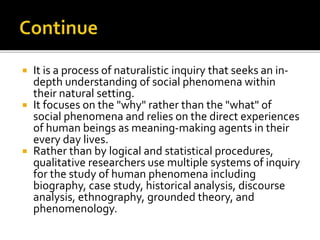 Qualitative research and its types | PPTX